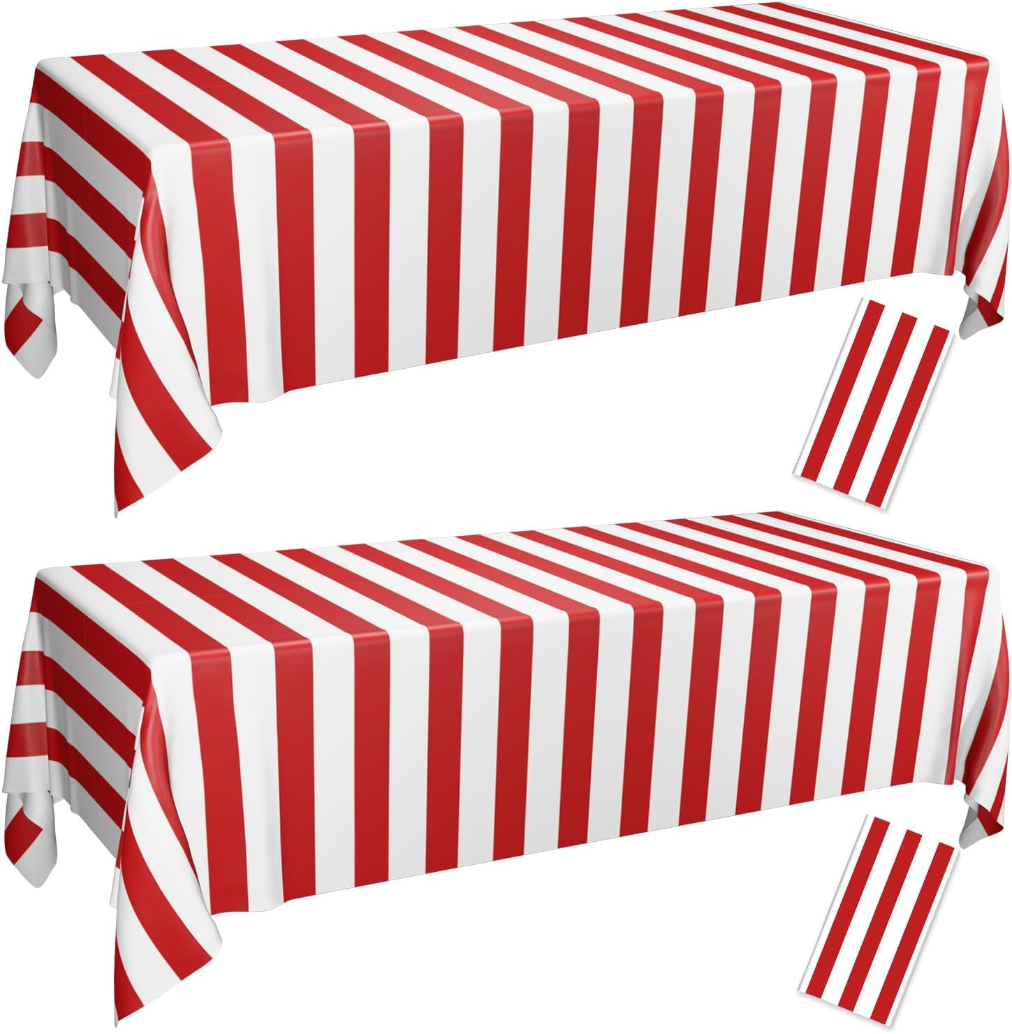 Amazon.com: PIXHOTUL 2 Pcs Red and White Striped Tablecloths, Carnival ...