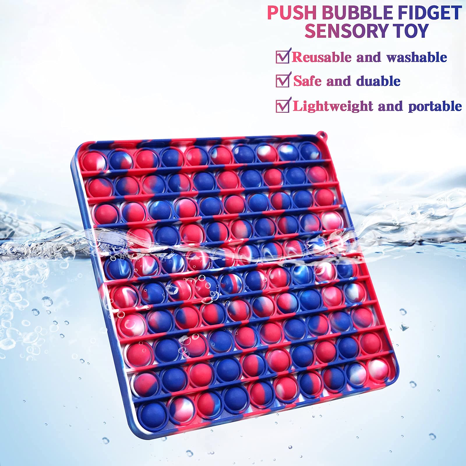 Pskdyhe Big Pop Fidget Toys, 100 Pop Bubbles Sensory Silicone Pressure ...