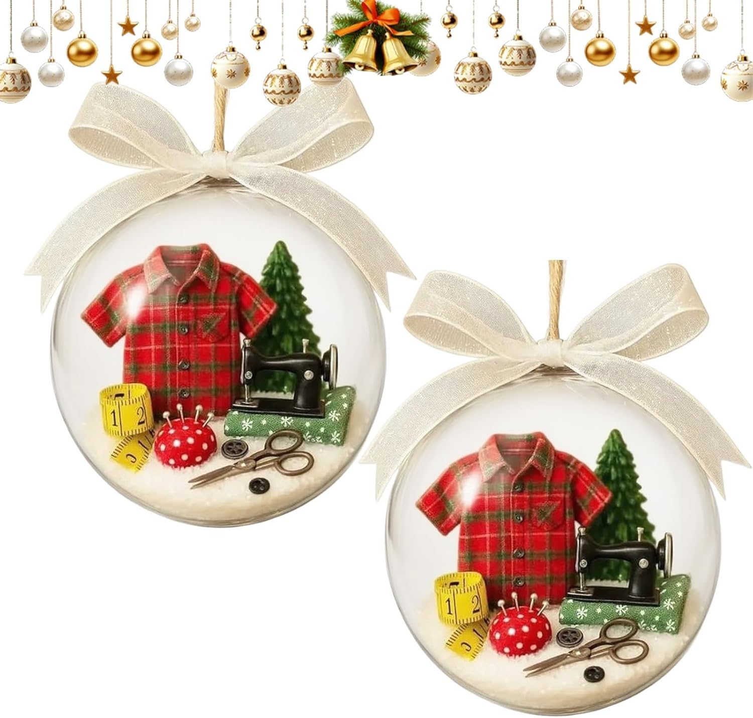 Amazon.com: Holiday Sewing Snow Globe Ornament, Snow Globe Antique ...