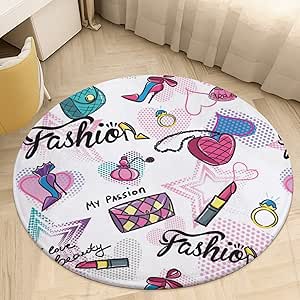 Amazon.com: HoaMoya Pink Lipstick Round Area Rug Perfume Makeup Circle ...