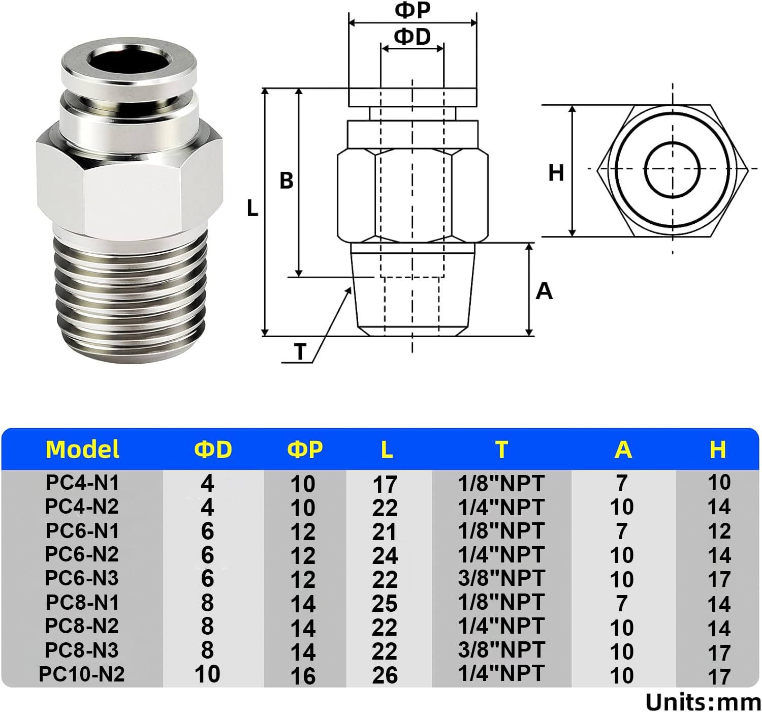 Snapklik.com : TAILONZ PNEUMATIC 304 Stainless Steel Male Straight 8MM ...