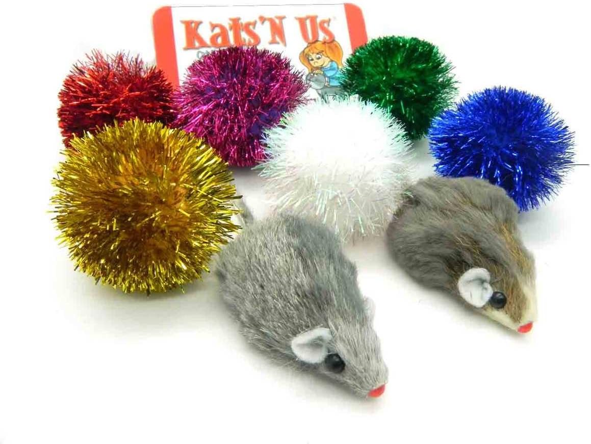 Amazon.com : Sparkle Ball Tuff Kitty Puffs & Gray Mouse Cat Toy Pak ...