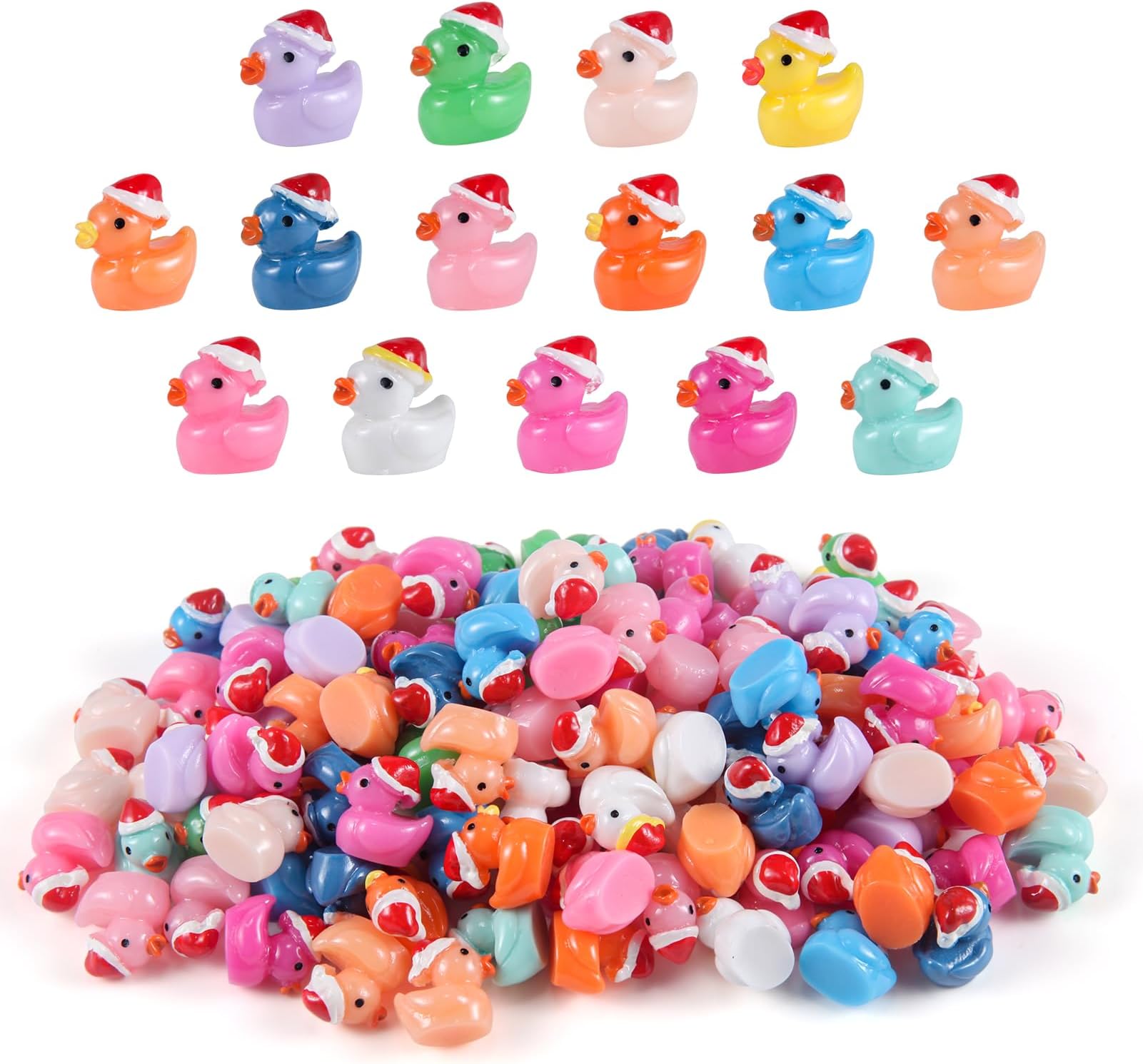 Amazon.com: Yuronam 70 Pcs Luminous Tiny Christmas Ducks Mini Resin ...