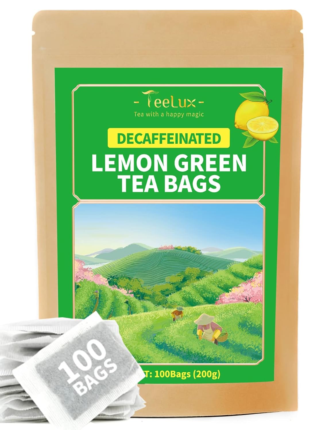 Amazon.com : TeeLux Decaf Lemon Green Tea - Decaffeinated Green Tea ...