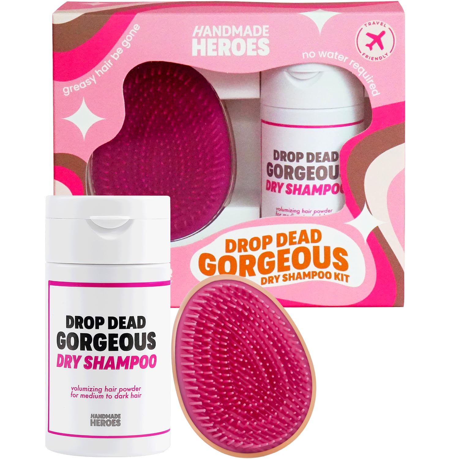 Amazon.com: Handmade Heroes Dry Shampoo and Brush Kit, Non Aerosol ...