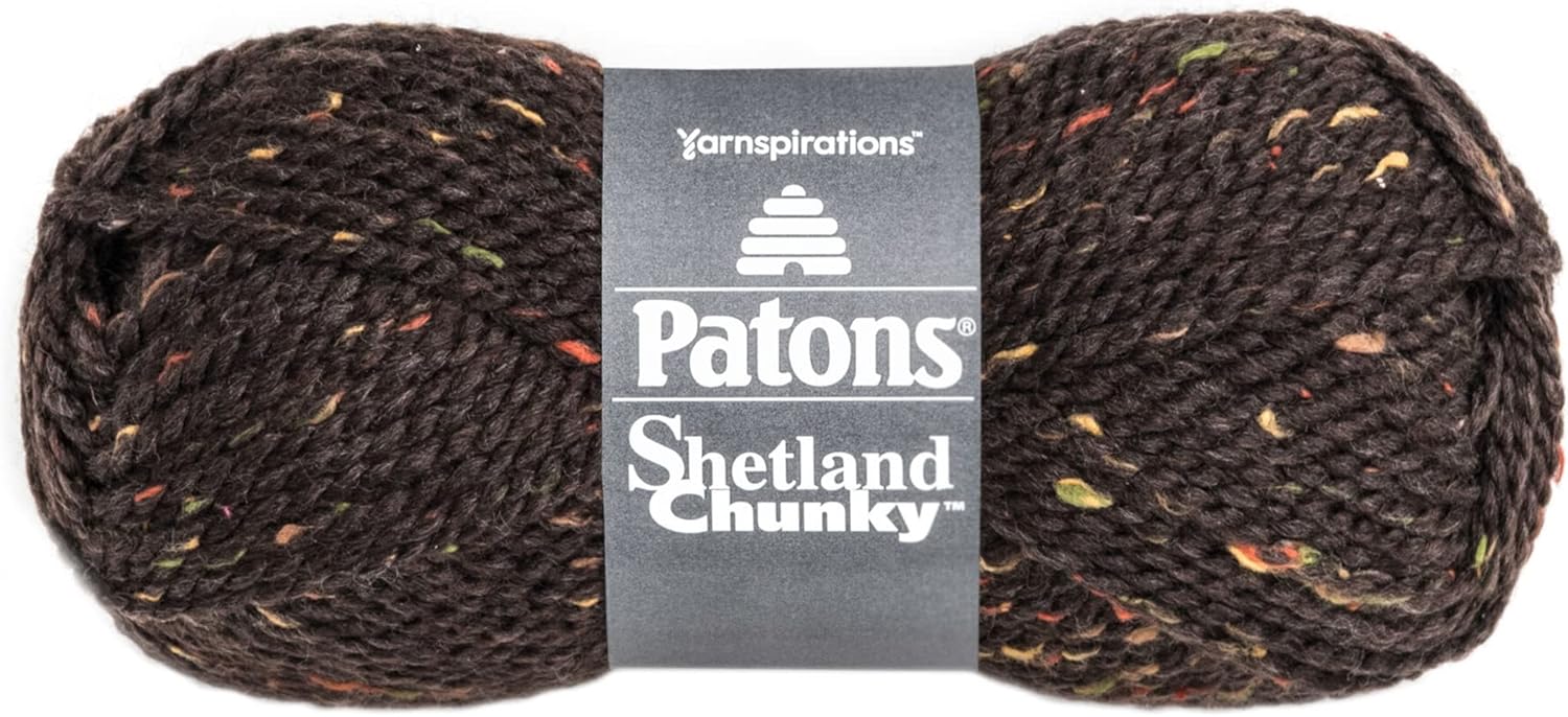 Buy Patons Shetland Chunky Tweeds Yarn, 3 oz, Earthy Brown Tweed, 1 ...