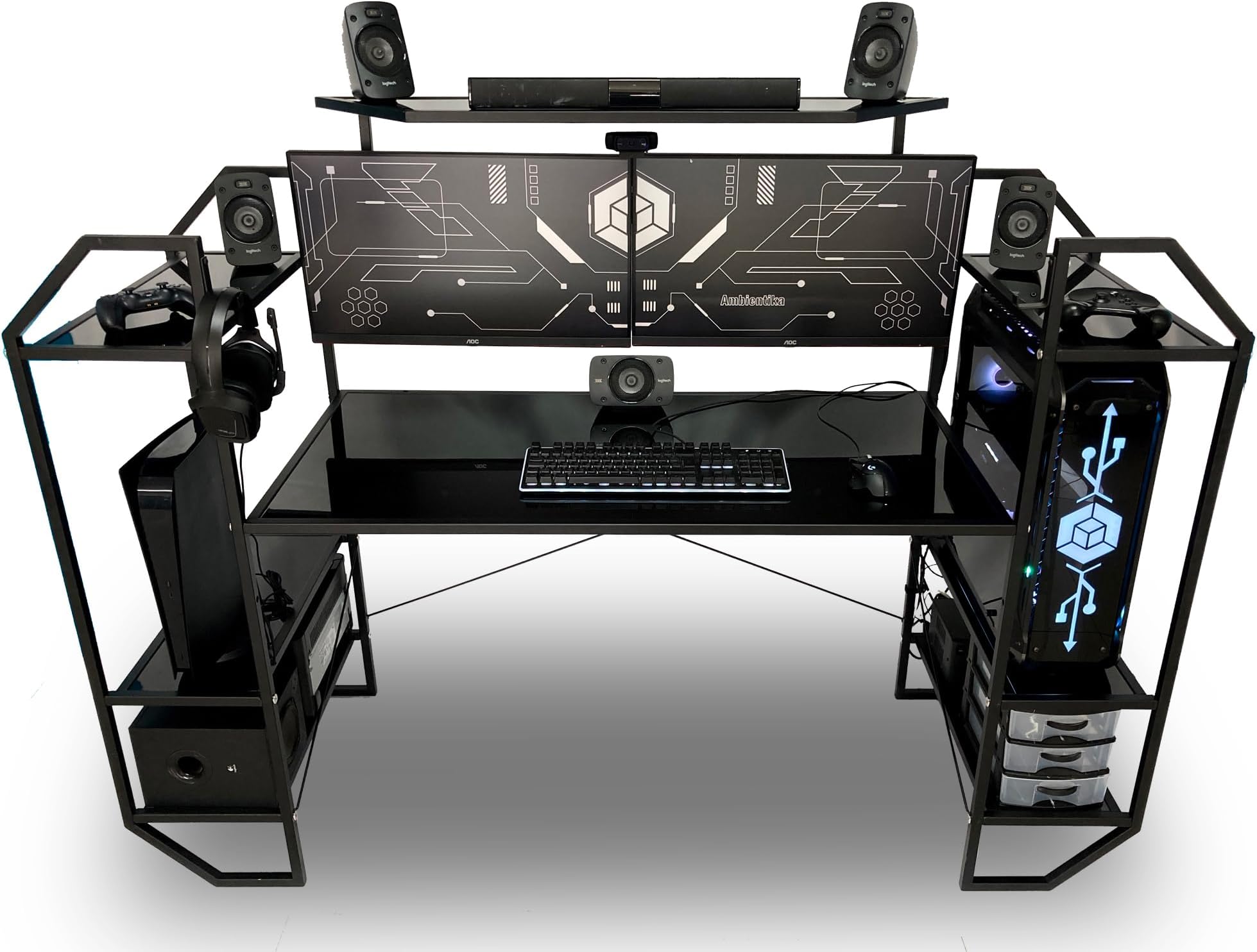 MUNDO IN MUEBLES Tokyo Escritorio Gamer de para Montar Monitor, Teclado ...