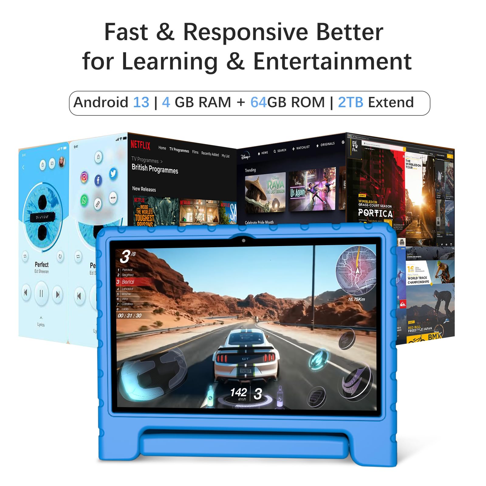 Snapklik.com : Kids Tablet 10 Inch Android 13, 4GB RAM+64GB ROM 8000mAh ...