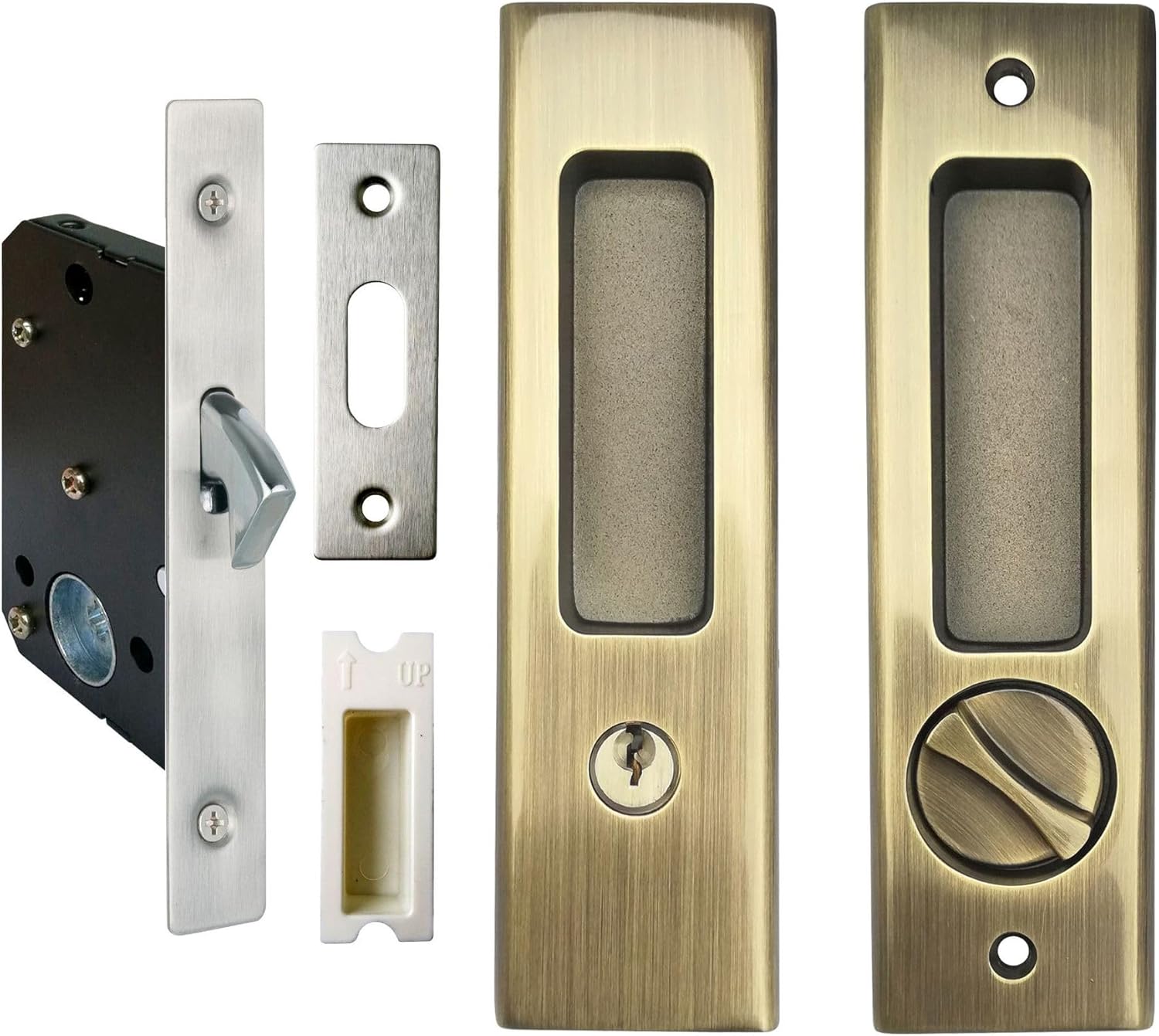 LWZH 6.3 Bronze Privacy Pocket Door Lock Hardware, Invisible Recessed ...