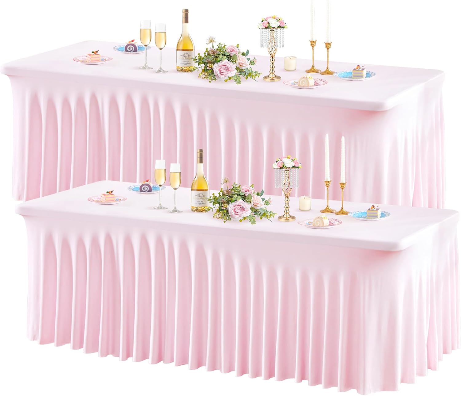 Amazon.com: Wish Care 2 Pack Pink Spandex Table Clothes for 6 Foot ...