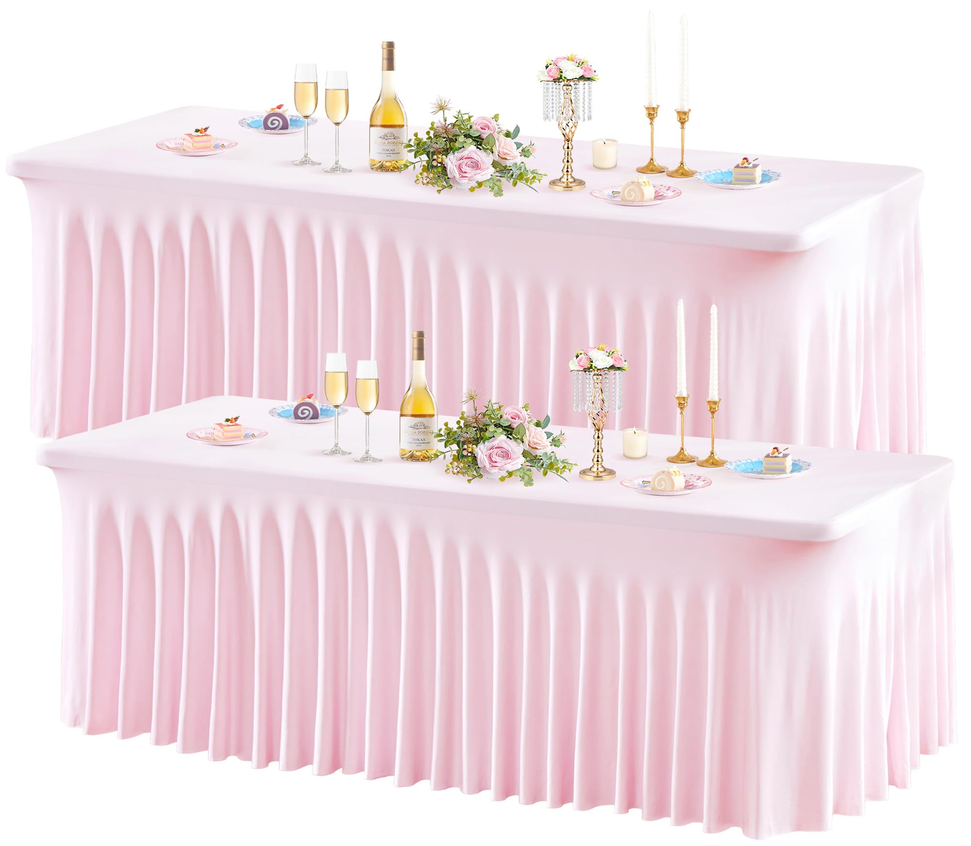 Amazon.com: Wish Care 2 Pack Pink Spandex Table Clothes for 6 Foot ...