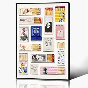 Amazon.com: Vintage Matchbook Canvas Wall Art, Retro Iconic Matchbox ...