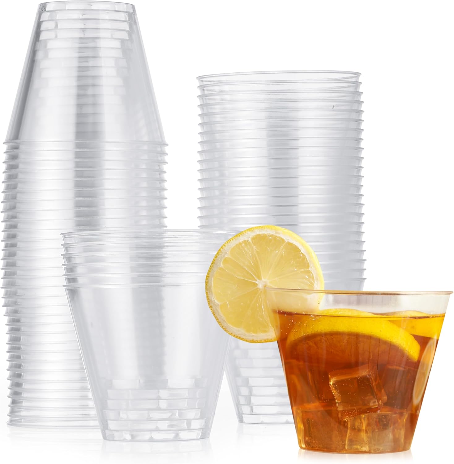 MATANA 180 Clear Hard Plastic Cups for Cocktails, Champagne, Wine and ...
