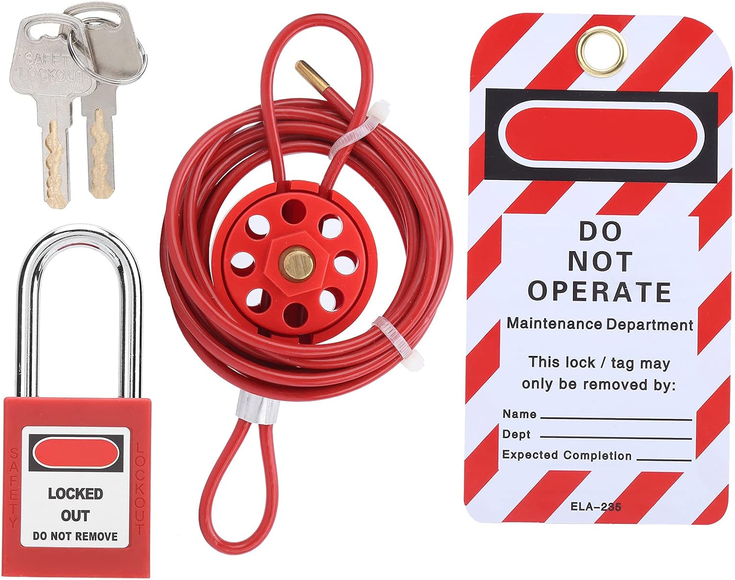 Amazon.com: Cable Lock, Red Padlock for Safety Valve Lock Cable Lock ...