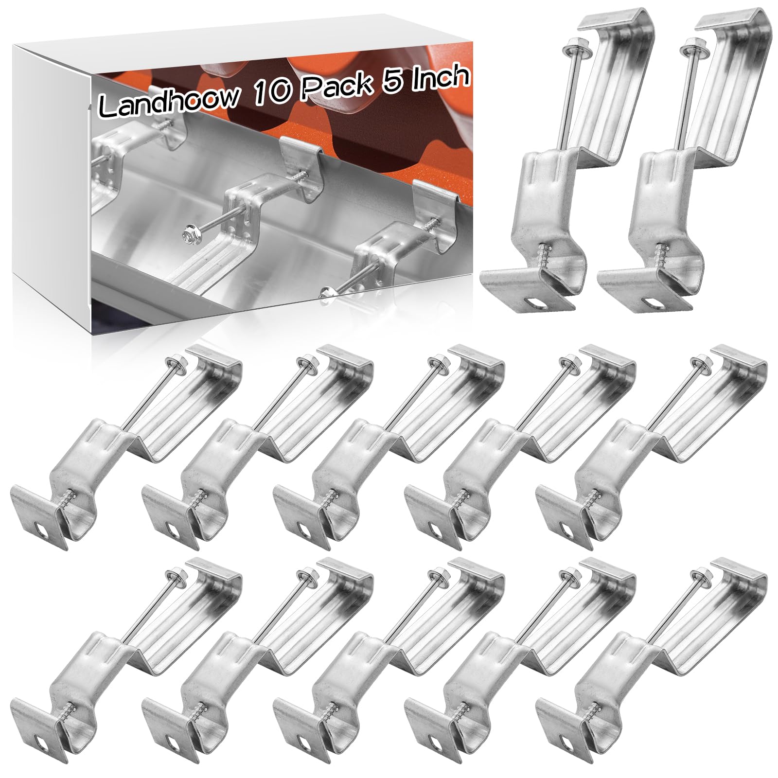 Snapklik.com : Landhoow 10 Pack 5 Inch Aluminum Gutter Hangers