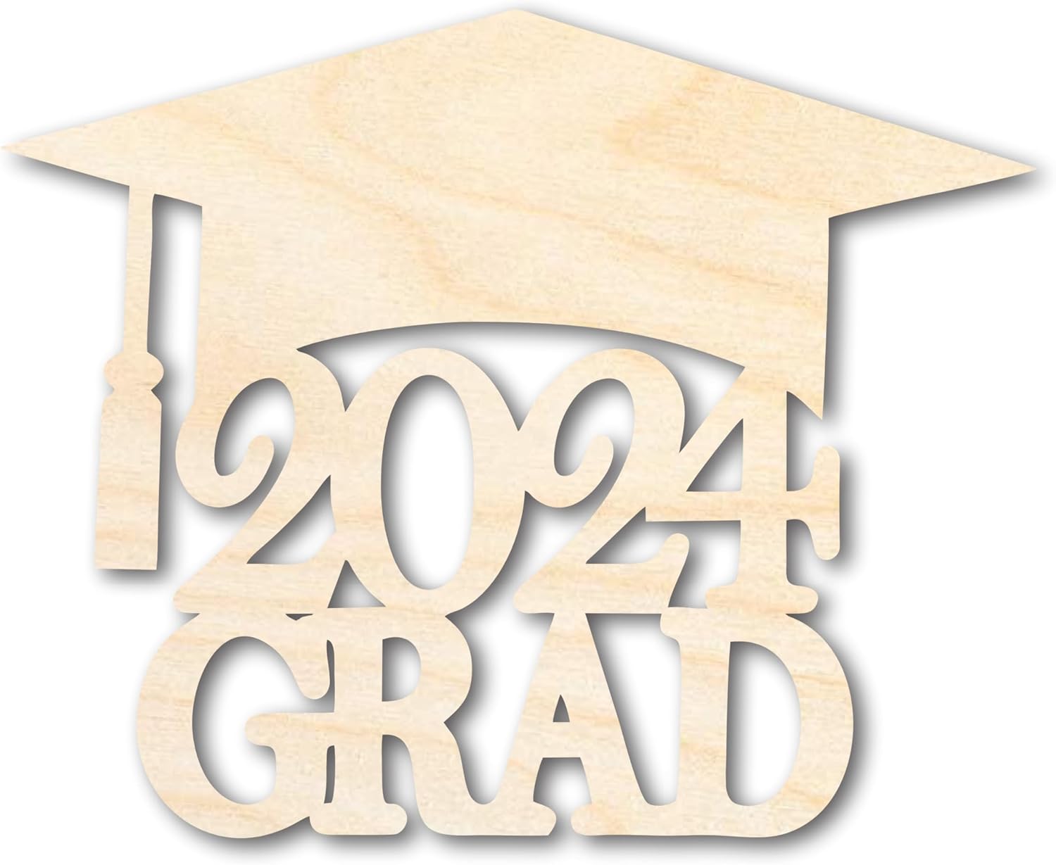 Amazon.com: Unfinished 2024 Grad Graduation Cap Shape | DIY Craft ...