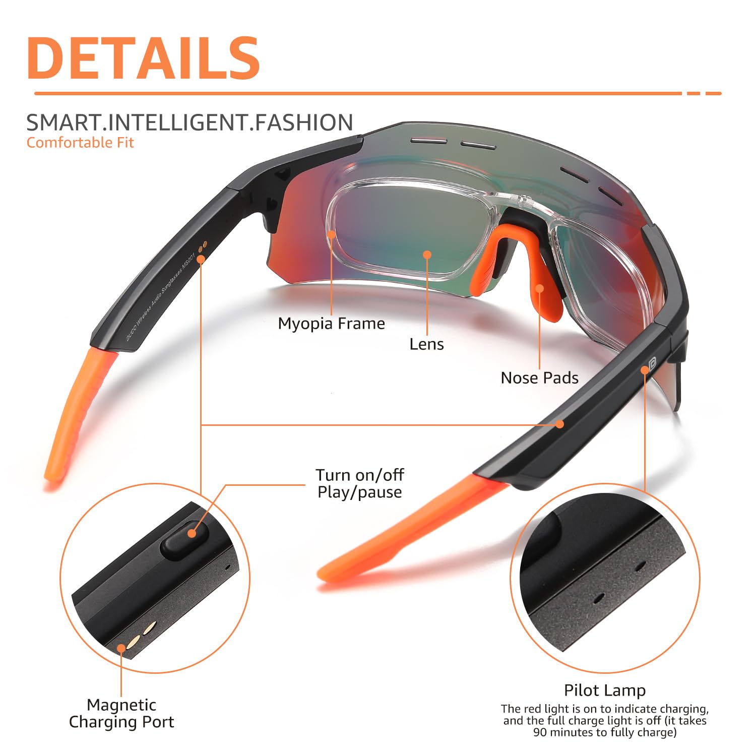 Snapklik.com : DUCO Bluetooth AI Sunglasses For Men Women Sport Smart ...