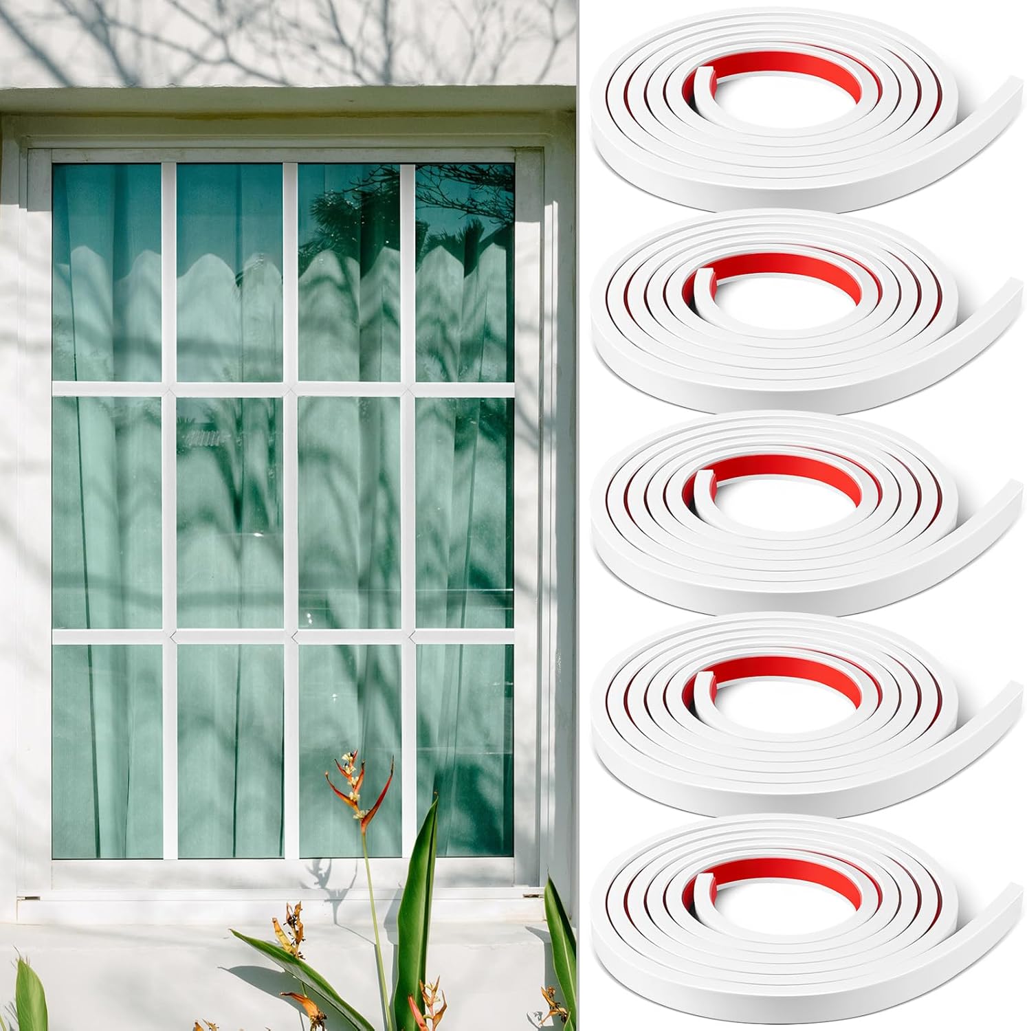 Amazon.com: Frienda 5 Rolls Window Grille Inserts Grid Kit 32.8 ft Self Adhesive Peel and Stick ...