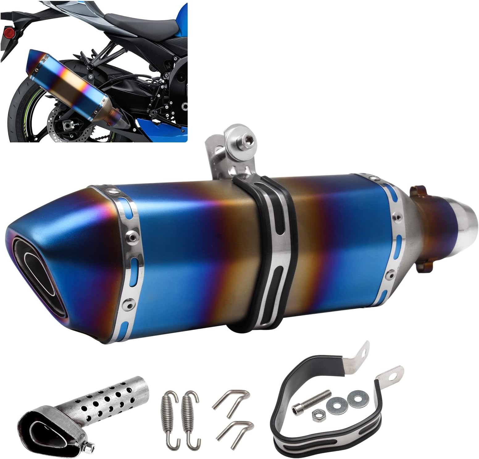 Amazon.com: Motorcycle Slip On Muffler,1.5-2" Carbon Fiber Unversal ...
