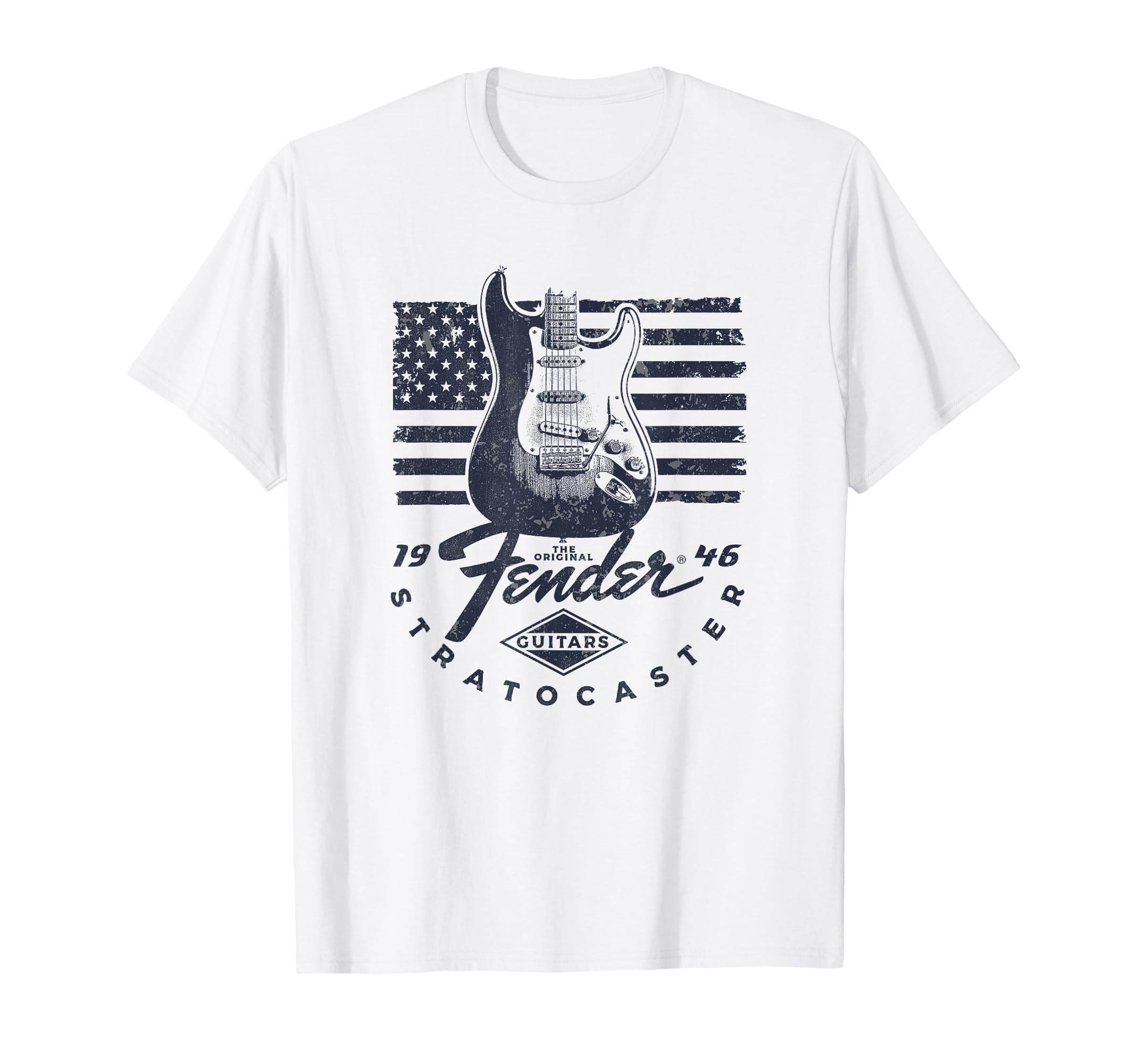 Amazon.com: Fender 1946 Stratocaster American Flag Backdrop T-Shirt ...