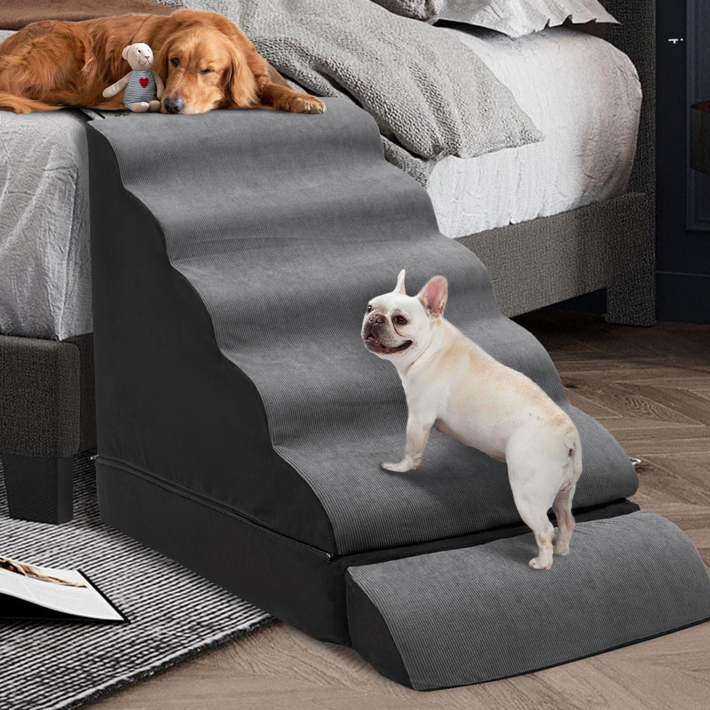 Amazon.com : Premier Pet Steps Tall Raised Panel Dog Steps, Carpeted ...