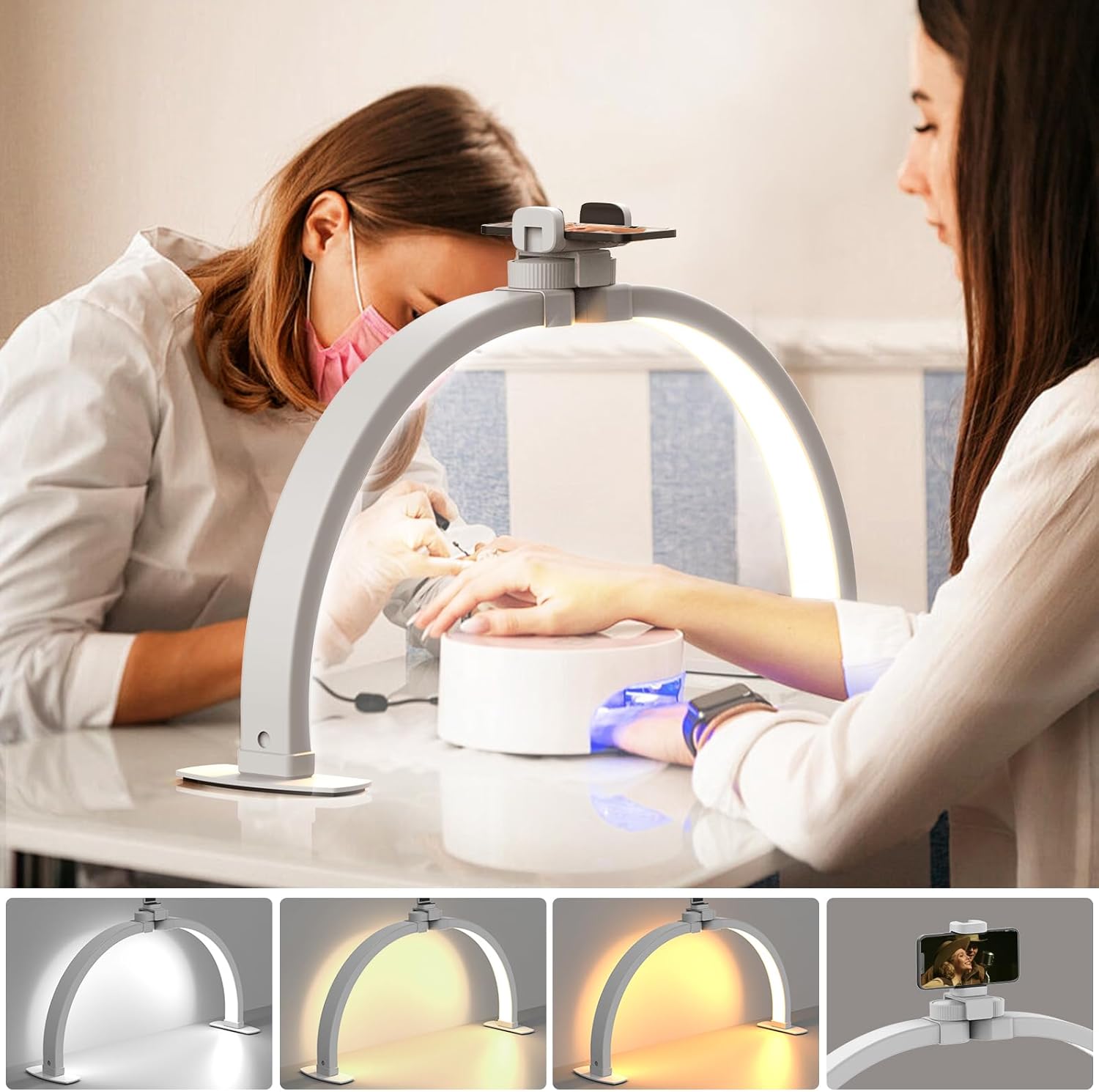 Amazon.com: Evershop Half Moon Light for Nail Desk with Phone Holder ...