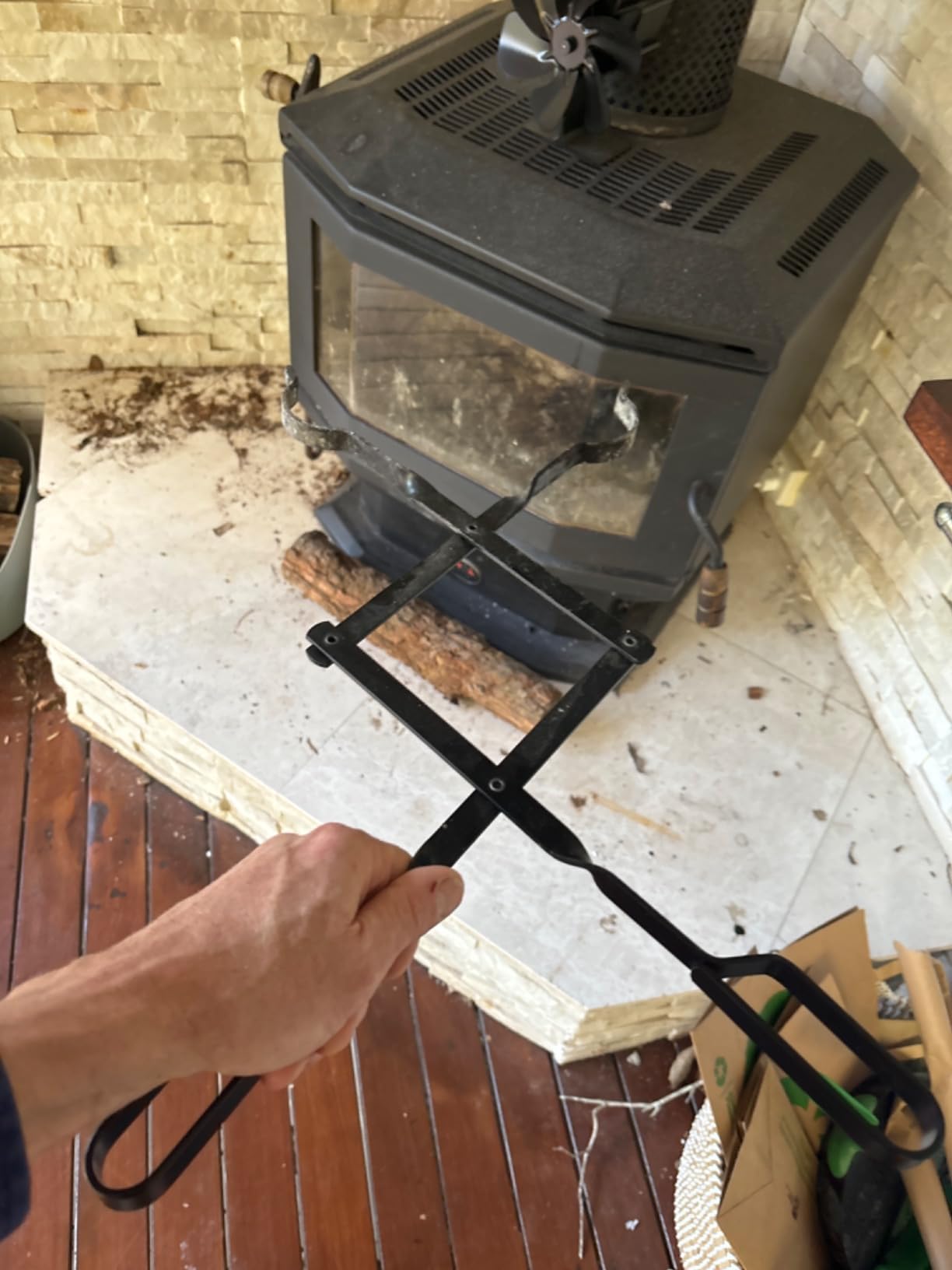 Log Grabber Fireplace Tongs Wood Fired Oven Tool Grill Camping Fire Pit ...