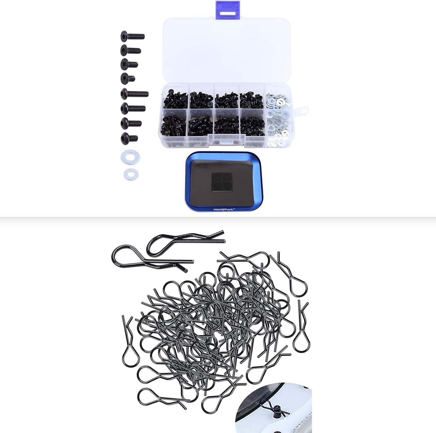 Amazon.com: HobbyPark RC Body Clips 1.2mm Rod (100-Pack) & RC Screw Kit ...