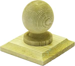 Timber Wooden Fence Post Cap & Ball Finial 120x120mm – Fits 4x4" Square ...