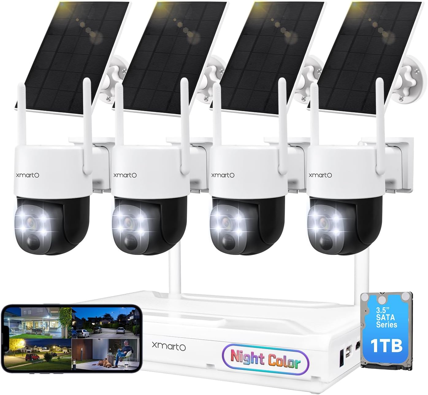 Amazon.com : xmartO [Night Color] 2K HD Wireless Solar Security Camera ...