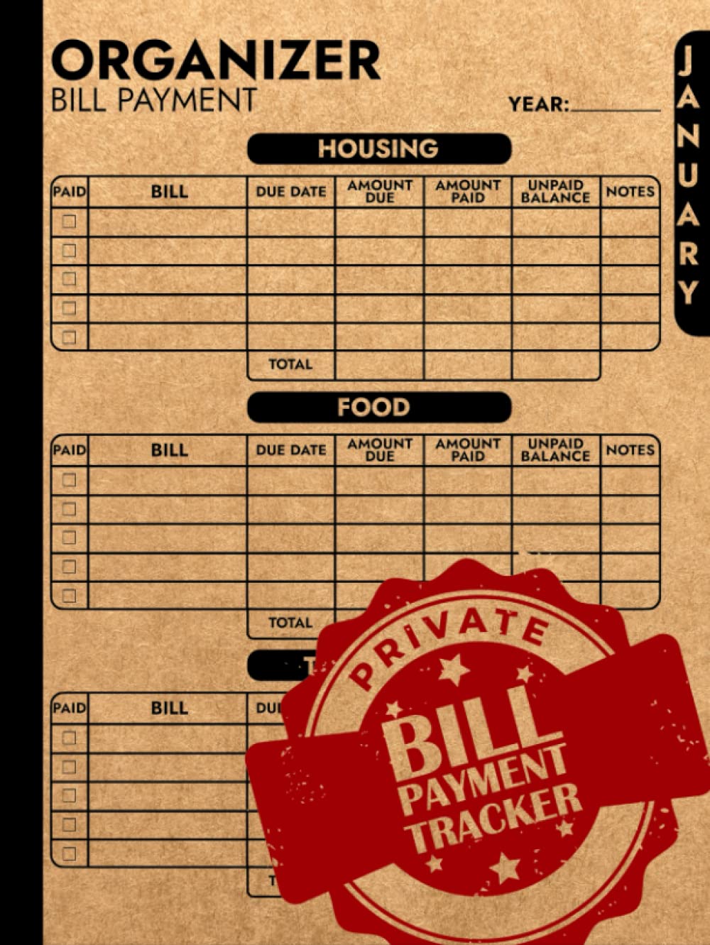 Monthly Bill Payment Log Book 15 Months: Simple Bill Payment Organizer ...