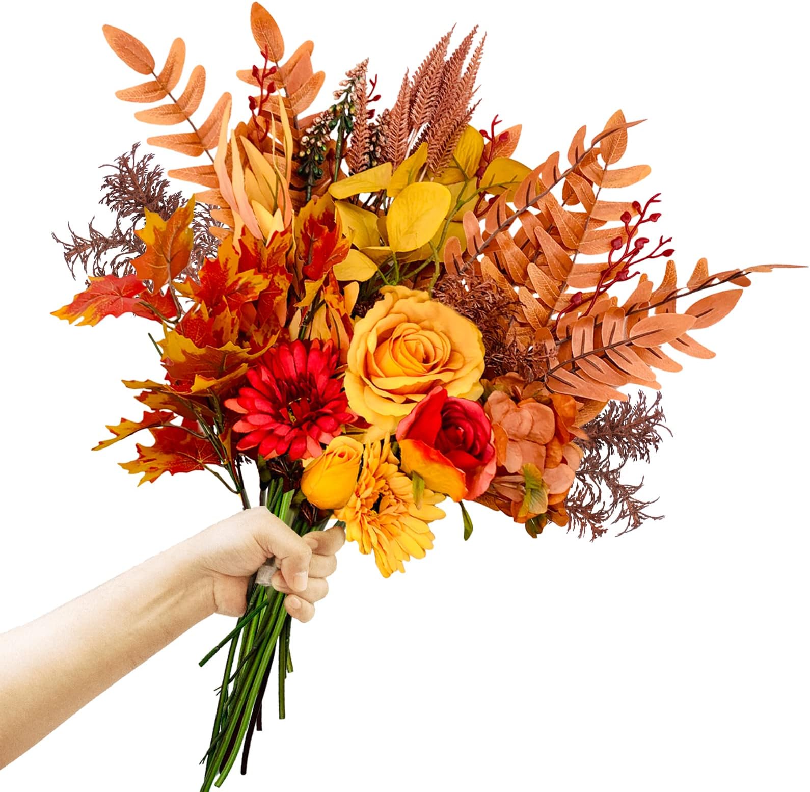 Amazon.com: WELL KNOWN Fall Bouquet Artificial Flowers with Vase Burnt ...