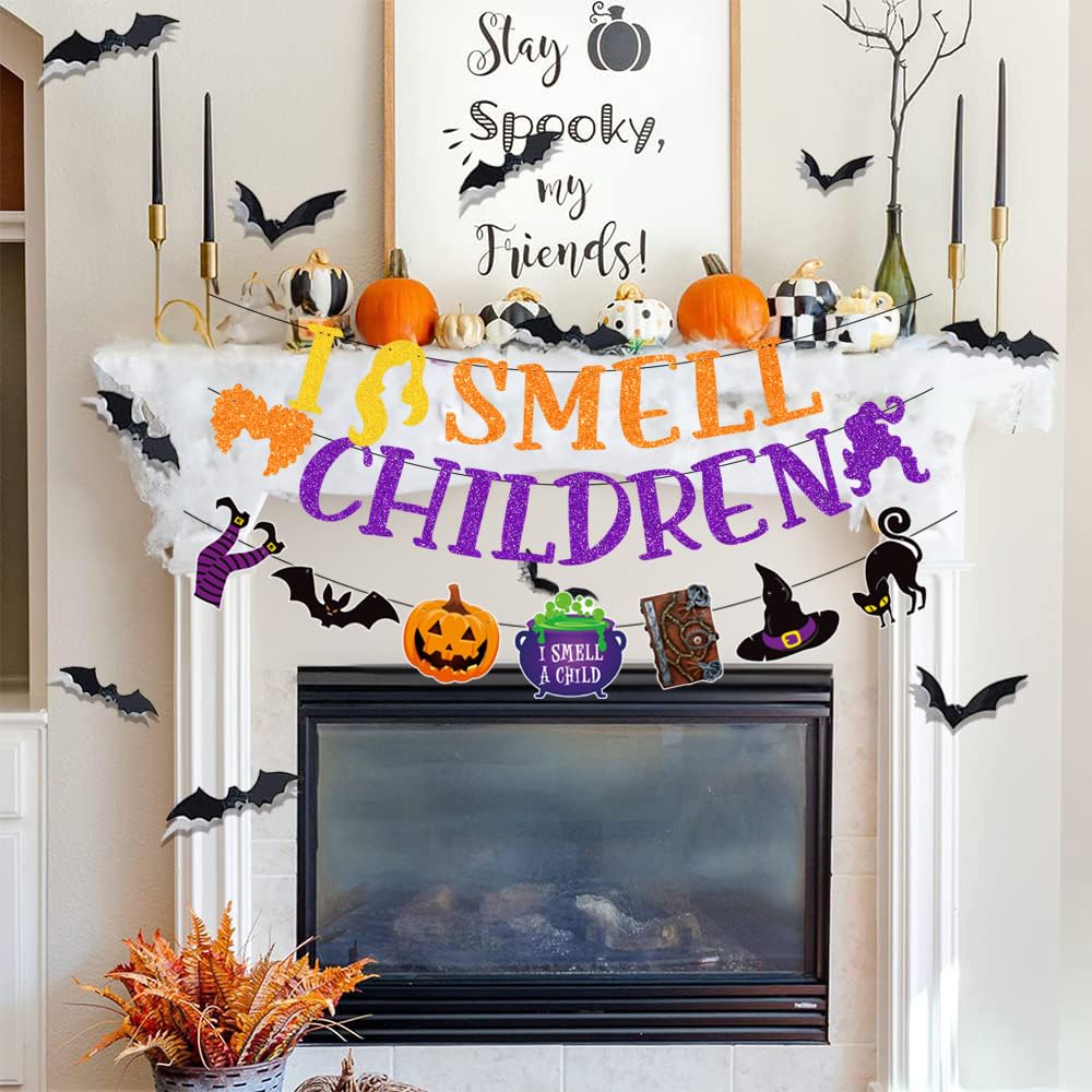 Snapklik.com : Hocus Pocus Decorations I Smell Children Glitter Banner ...