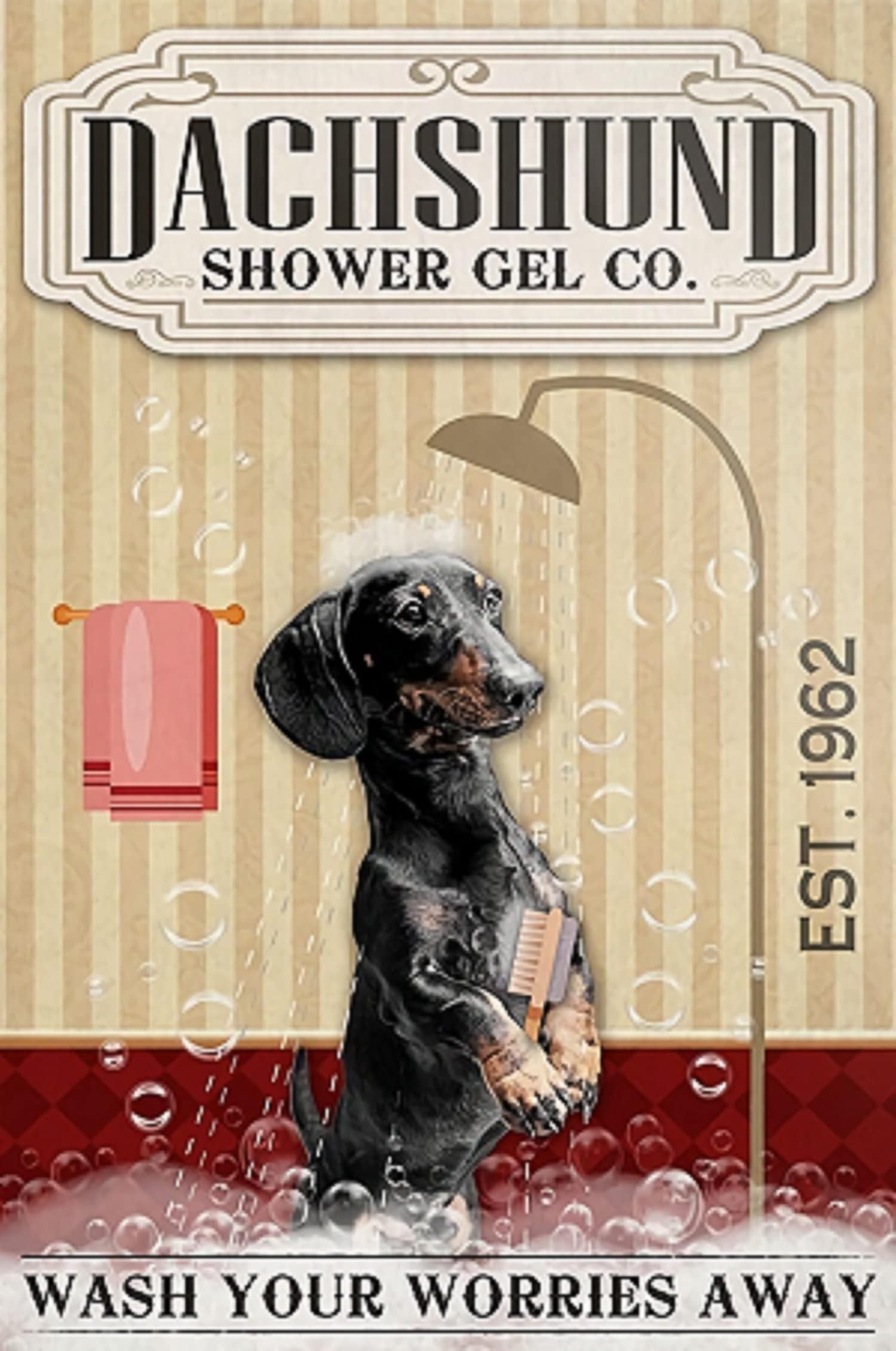 Amazon.com: Mocozim Retro Metal Tin Sign Dachshund Bath Towel ...