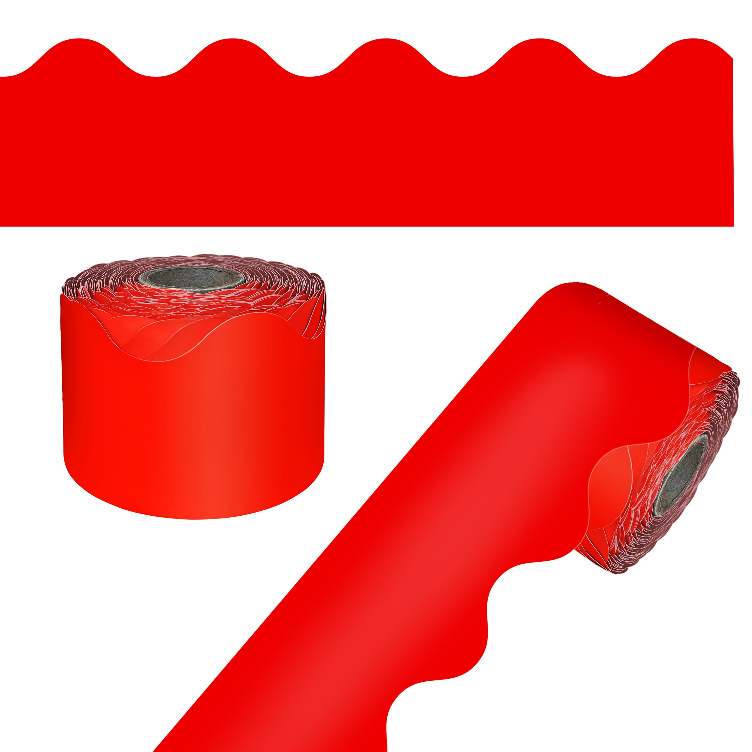 Snapklik.com : 65Ft Of Red Bulletin Board Borders, 1 Roll Of Scalloped ...