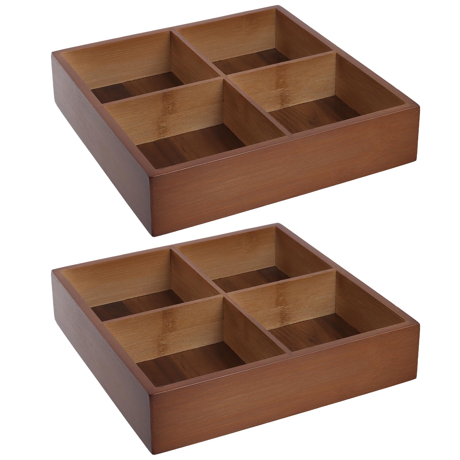 Amazon.com: FUNSUEI 2 PCS Multi Compartment Wooden Tray, Divided Wooden ...