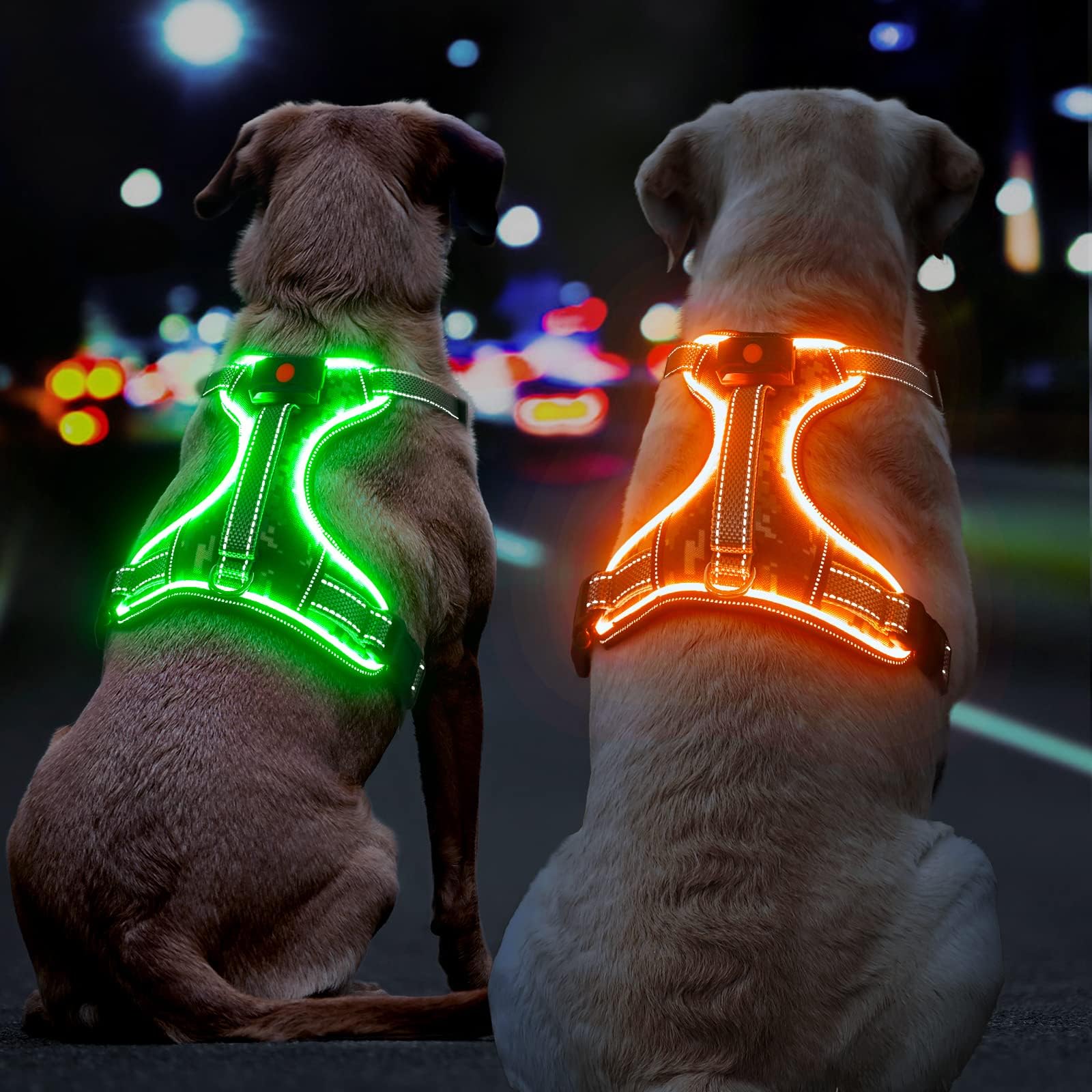 Light Up Dog Harness No Pull LED light Dog Harness Anti Pull Front Clip ...