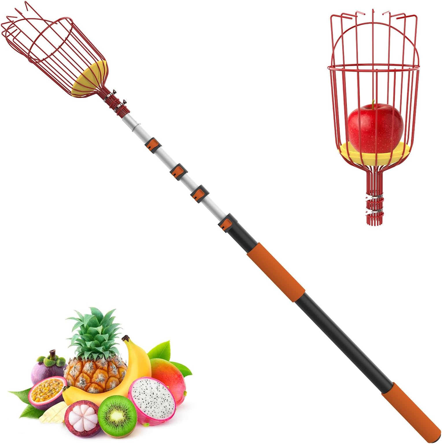 Amazon.com : 20 Ft Fruit Picker with Wire Basket and Bag Basket ...