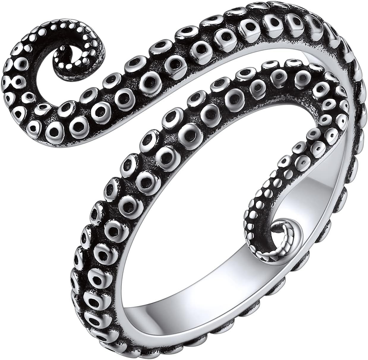 Amazon.com: ChicSilver Anillo de pulpo de plata de ley 925, estilo punk vintage, con monstruo ...