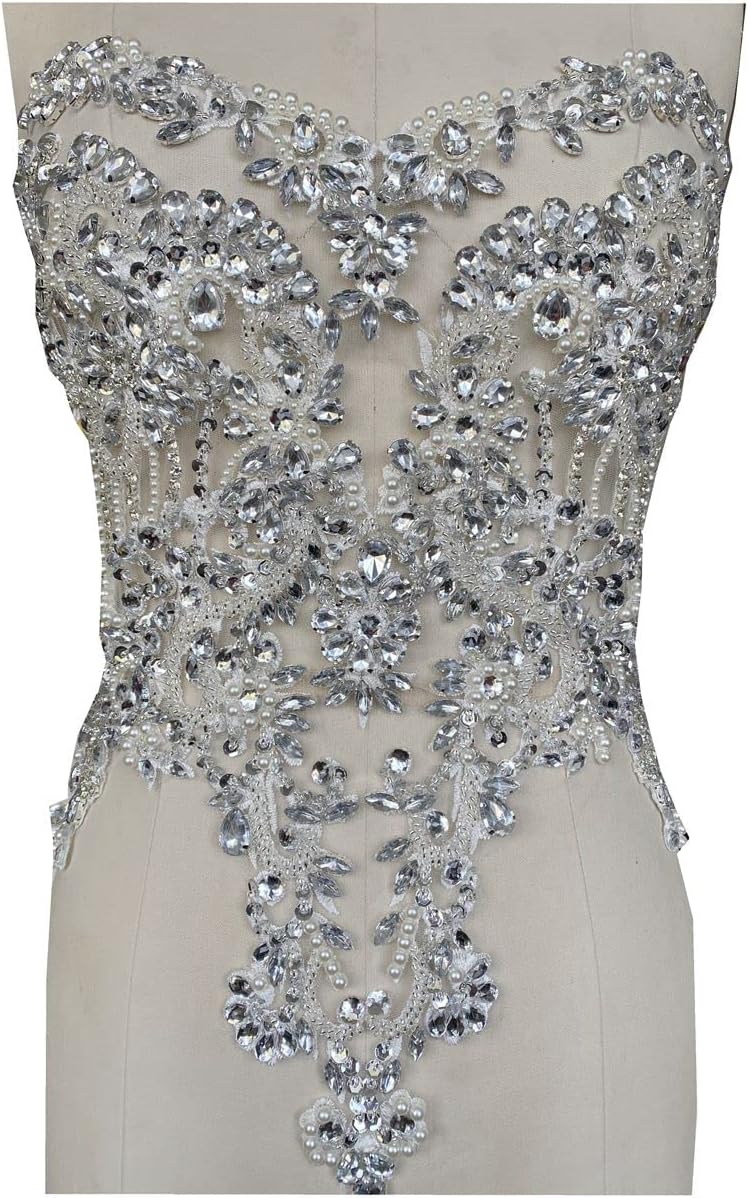 Amazon.com: Sew on Sequin Crystal Rhinestones Beaded Clothes Appliques ...