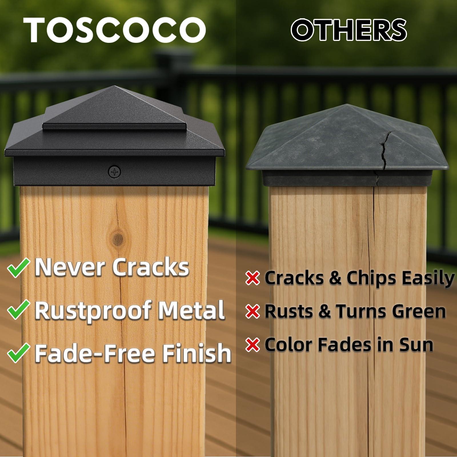 Snapklik.com : Toscoco 4x4 Heavy Duty Aluminium Pyramid Post Caps For ...