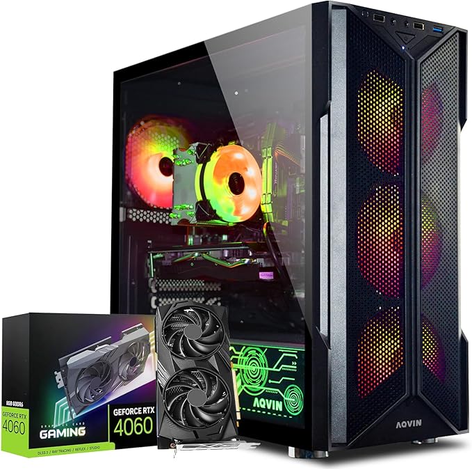 AQVIN AQ20 Gaming PC Desktop Computer with GeForce RTX 4060 8GB DDR6 ...