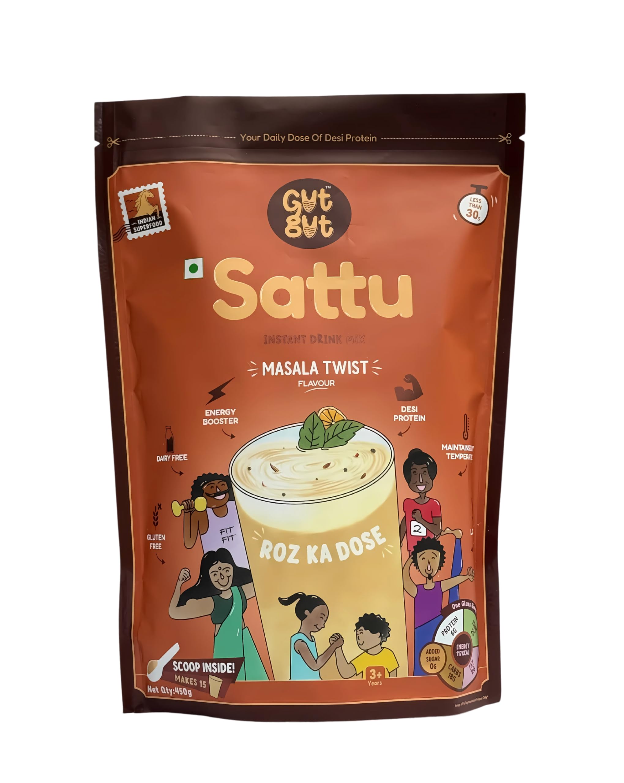 GutGut Sattu Powder | Instant Drink Mix | 100% Natural & Gluten Free ...