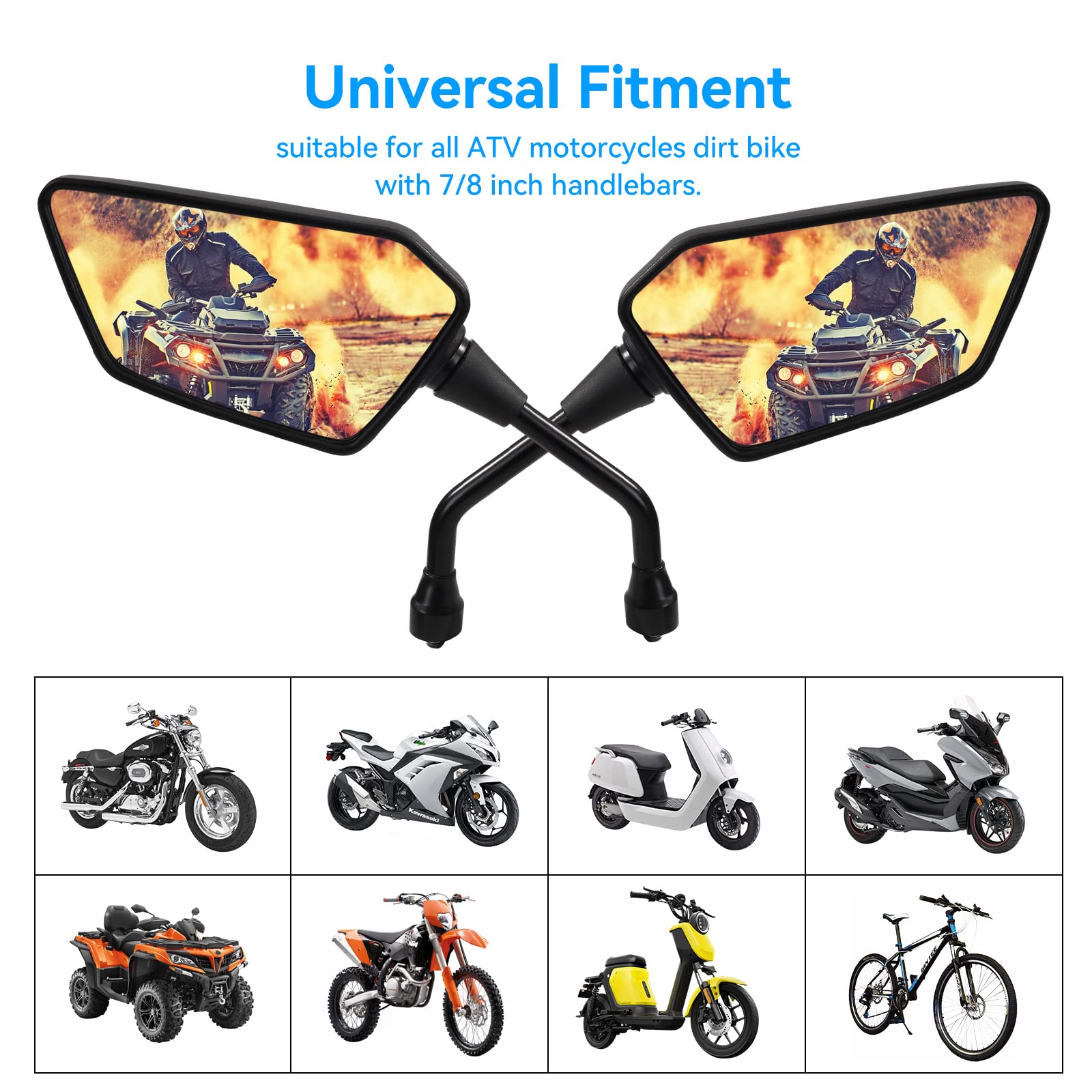Snapklik.com : ATV Side Mirrors,2024 Side Rearview Mirrors For Bike ...