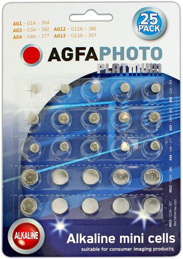 Agfa Photo Mixed Watch Battery 25 Pack - 364 392 377 386 357: Amazon.co ...