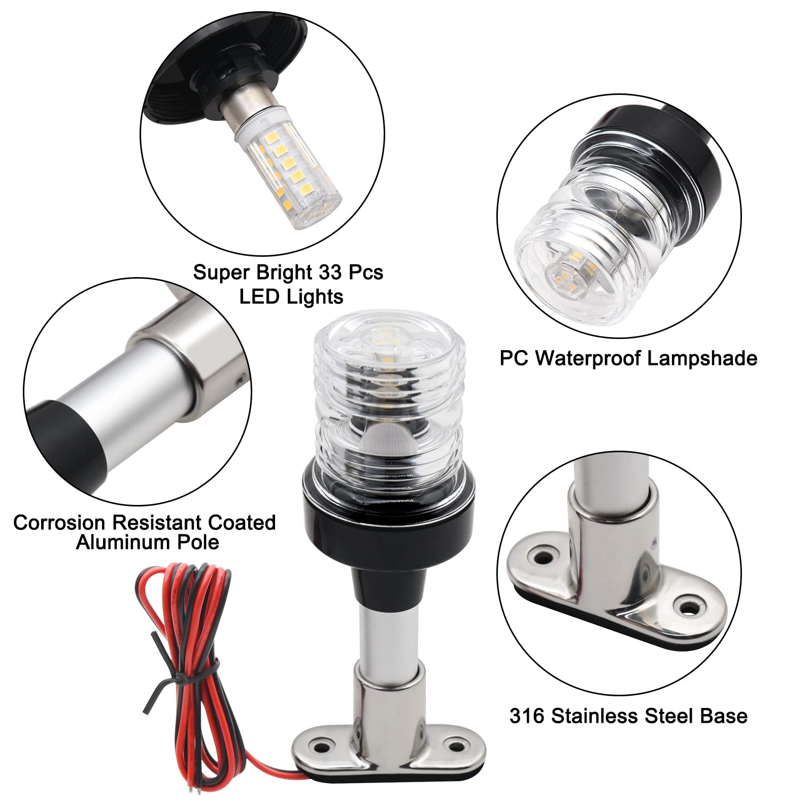 Snapklik.com : 6 Inch Navigation Anchor Lights Waterproof 360 Degree ...