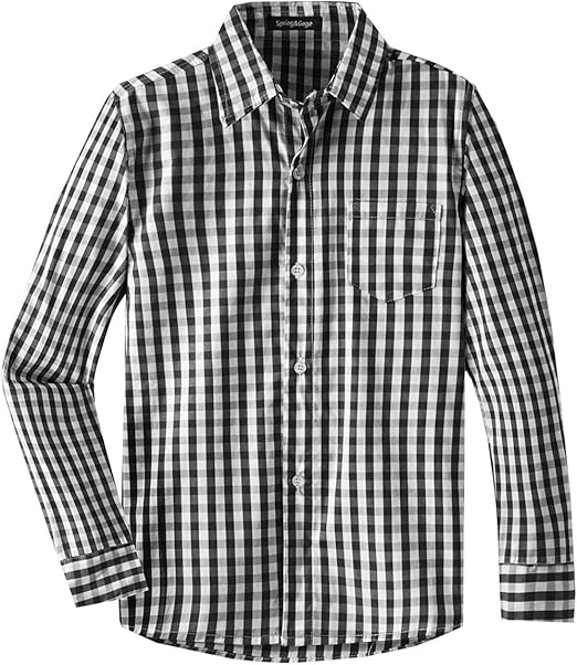 Amazon.com: Spring&Gege Boys' Long Sleeve Plaid Poplin Button Down ...