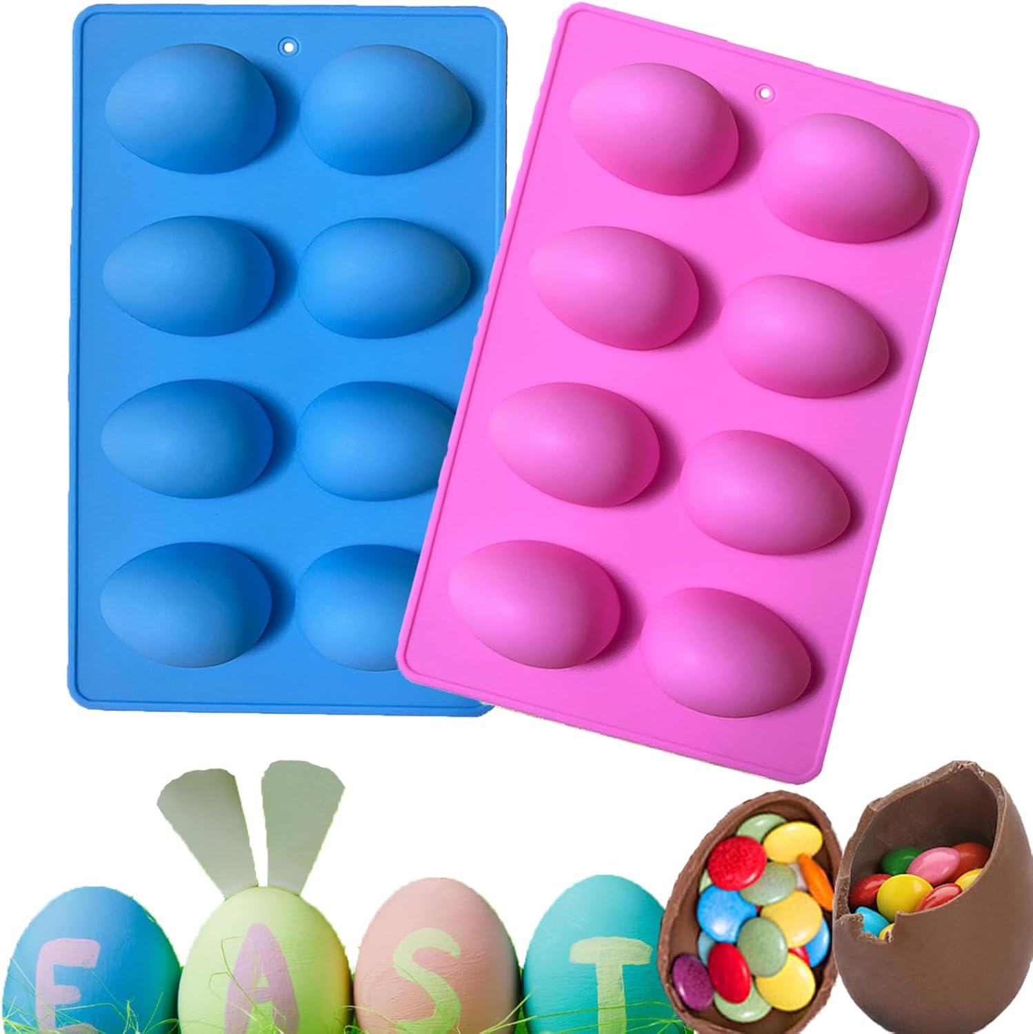 Amazon.com: Tokyo Blade Easter Egg Molds 2 Pack Silicone Egg Molds ...