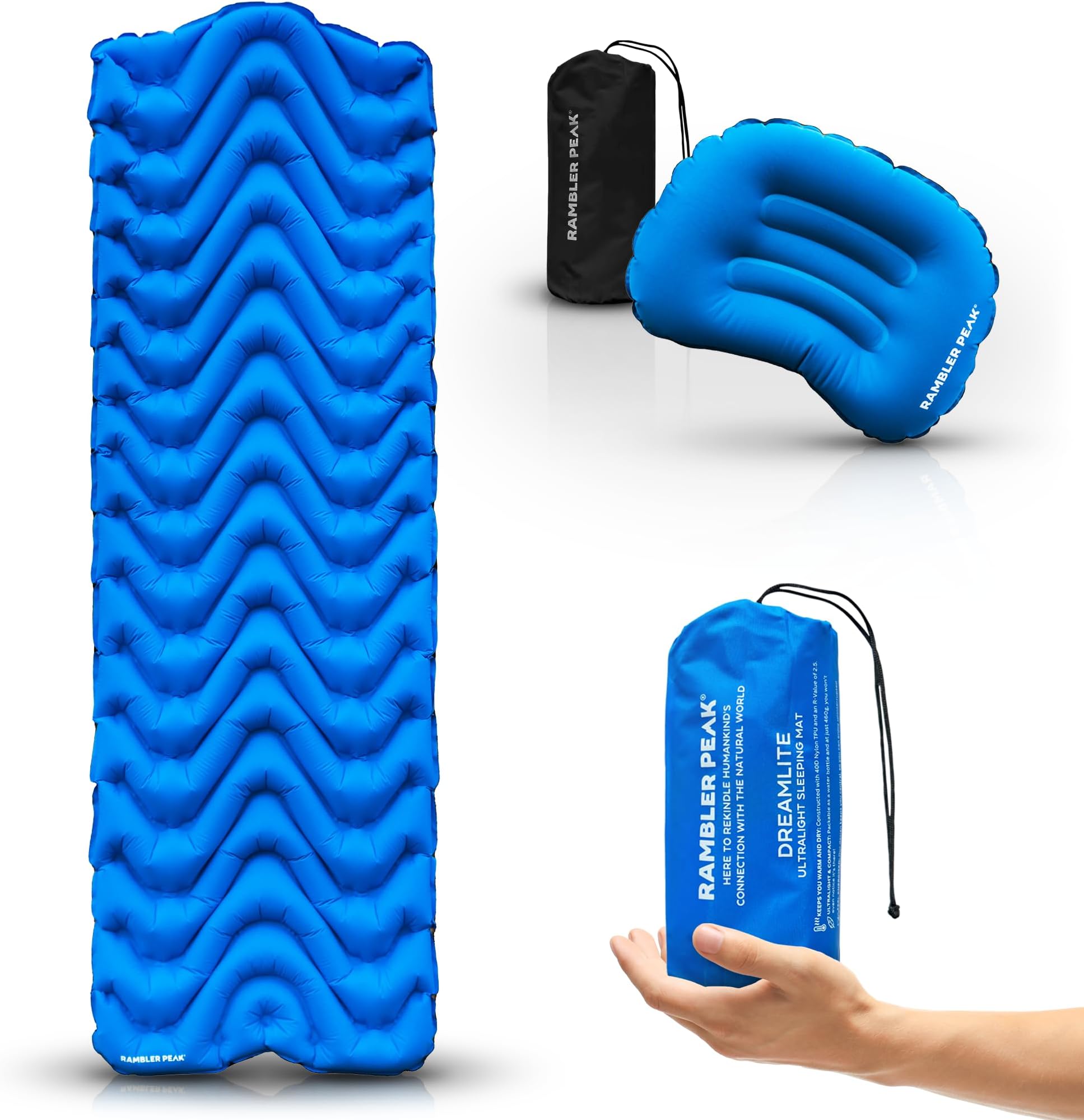 RAMBLER PEAK Camping Mat with Inflatable Pillow Ultralight Sleeping ...