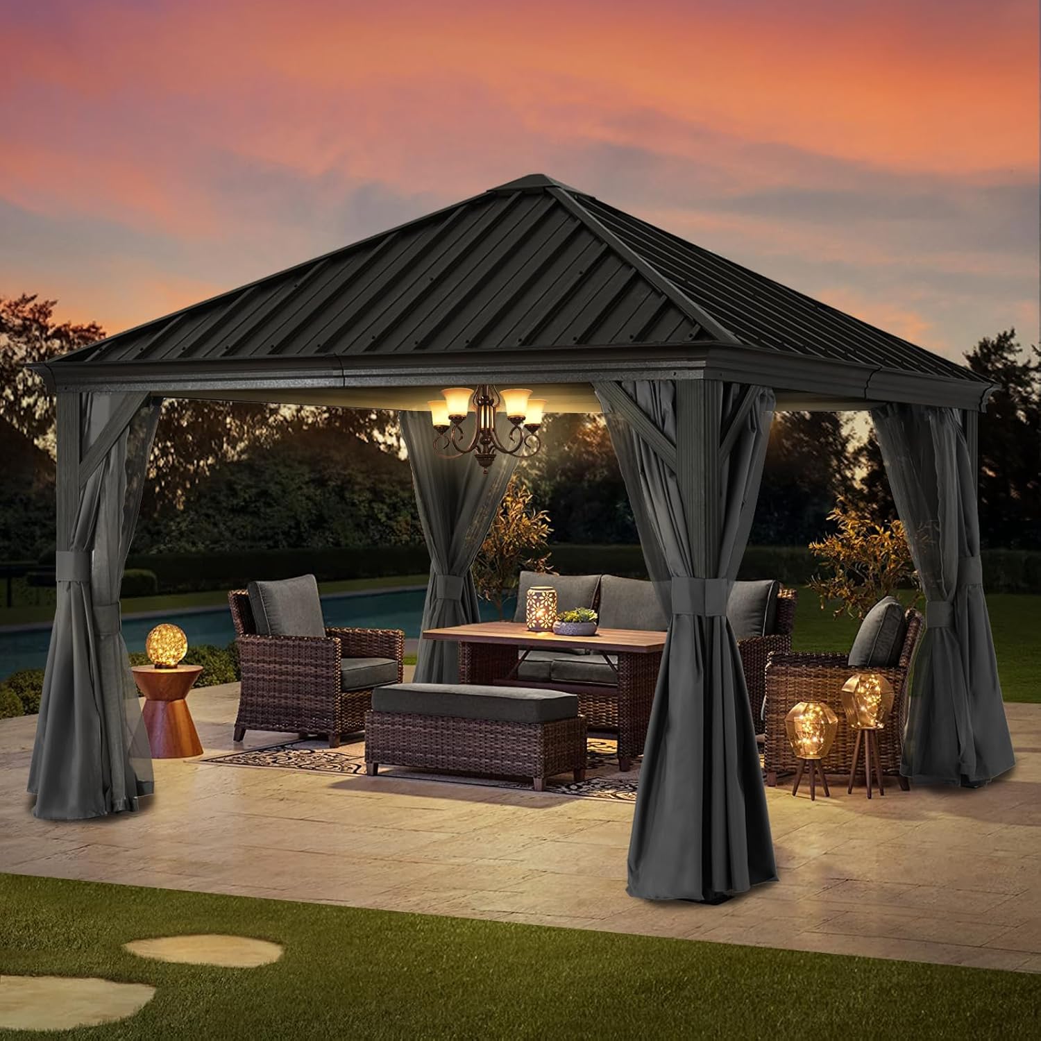 Amazon.com : ABCCANOPY 12x12 Hardtop Gazebo - Outdoor Permanent Gazebo ...